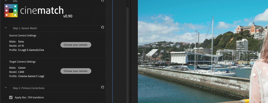 setting sourse and target camera - FilmConvert ColorHub